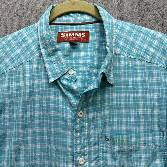 Simms | Shirts | Simms Fishing Shirt Mens L Plaid Button Down Quick Dry ...